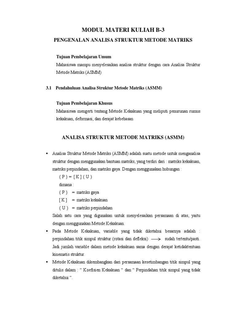 Analisa Struktur Metode Matriks (Unknown) | PDF