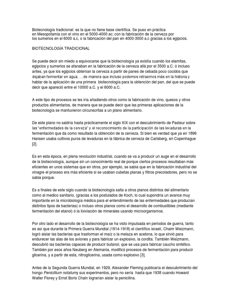 Biotecnología Tradicional | PDF | Cerveza | Fabricación de cerveza