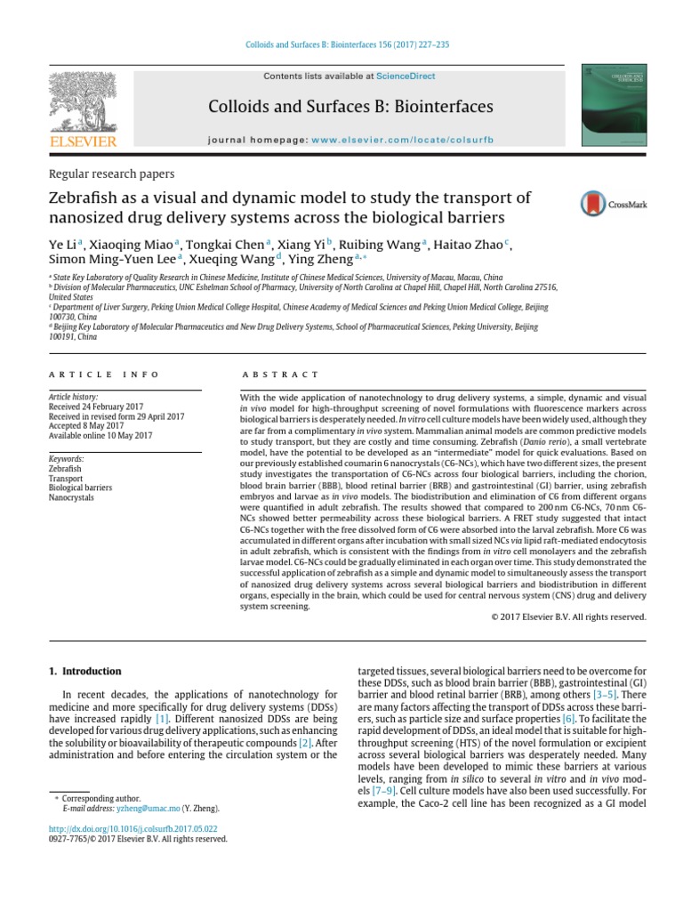 Colloids and Surfaces B: Biointerfaces | PDF | Gastrointestinal Tract ...