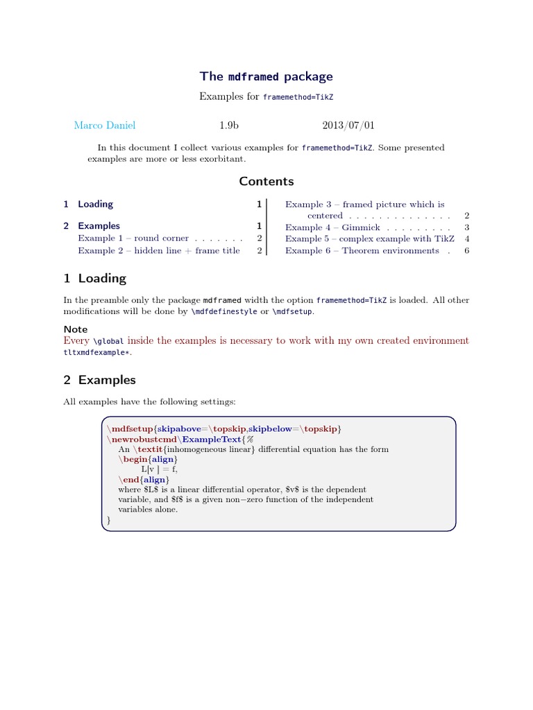 Mdframed Example Tikz | PDF | Ordinary Differential Equation | Linearity