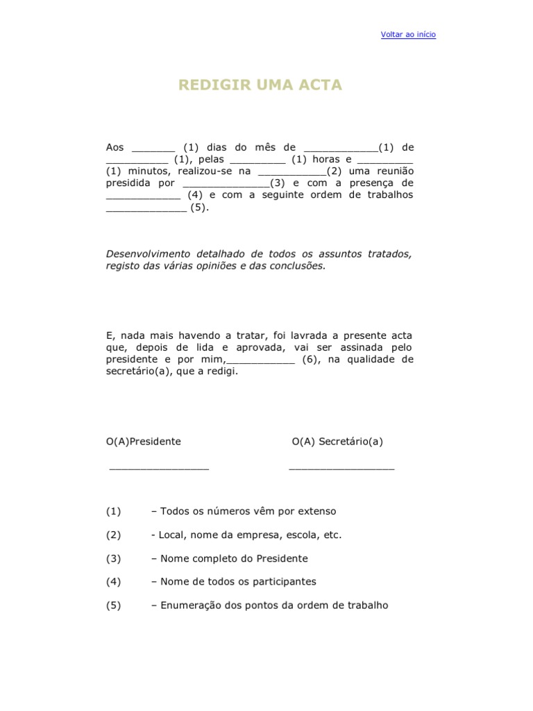 Exemplo De Uma Acta Feita