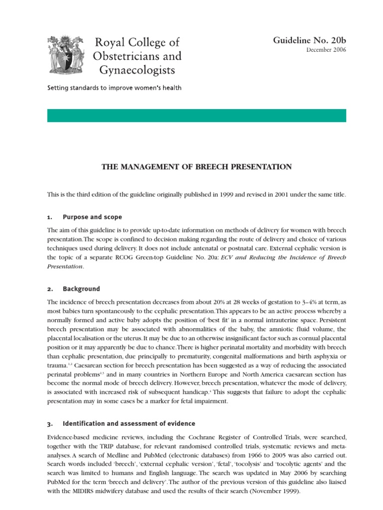 Management of Breech Presentation | PDF | Caesarean Section | Childbirth