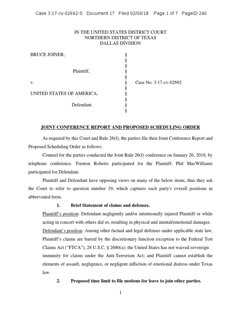 017 - Scheduling Order | PDF | Discovery (Law) | Federal Rules Of Civil ...