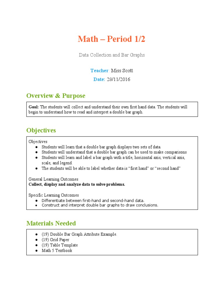 Data Collection and Bar Graphs | PDF | Chart | Educational Assessment