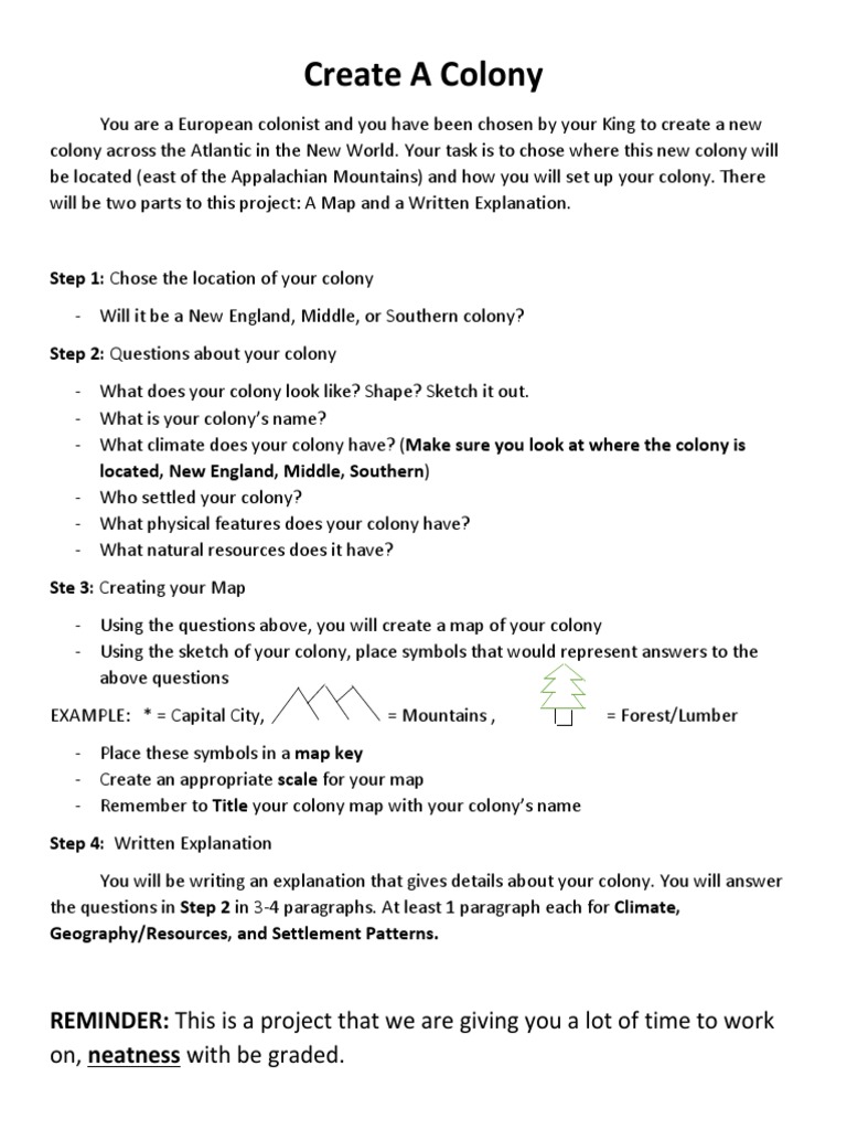 Create A Colony Rubric | PDF