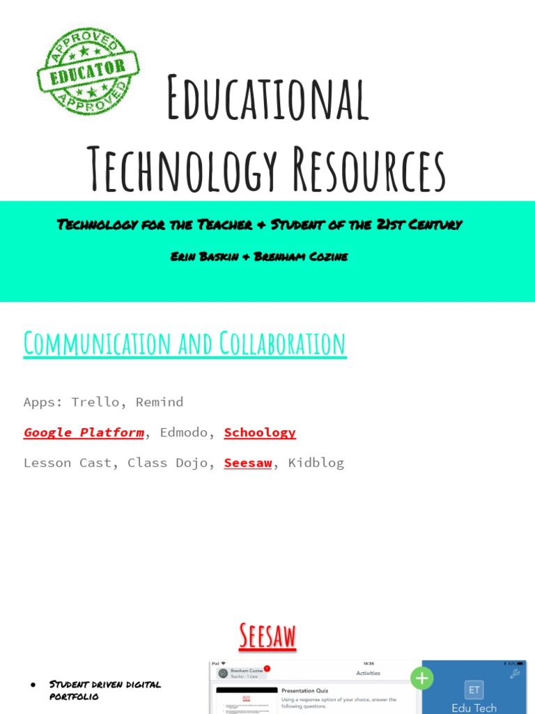 Essential EdTech Tools for Teachers | PDF | Educational Technology ...