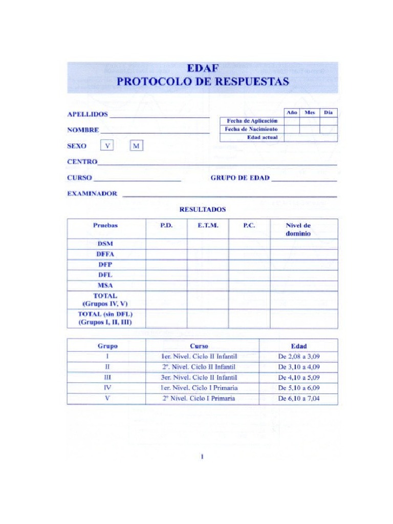 Hoja de Registro EDAF | PDF