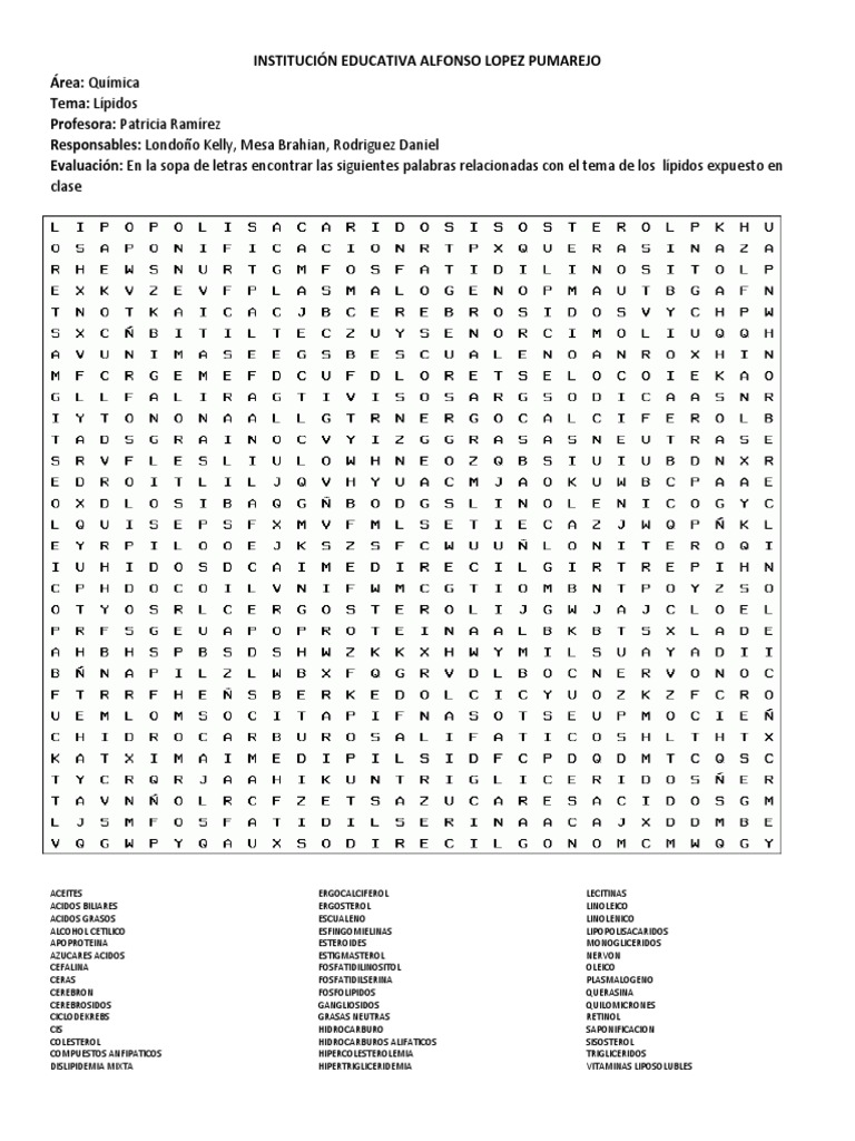 Sopa de Letras Quimica