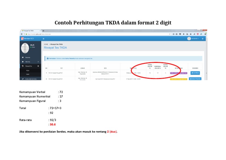 Contoh Perhitungan TKDA Dalam Format 2 Digit | PDF