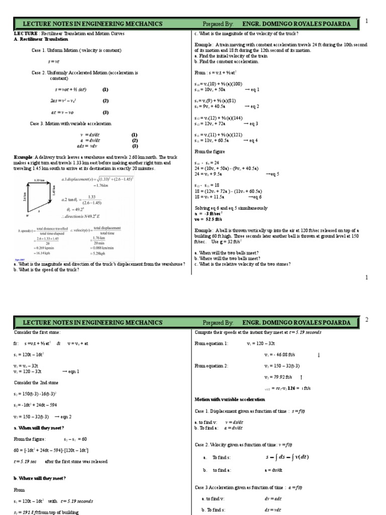 Lecture Dynamics | PDF | Force | Acceleration