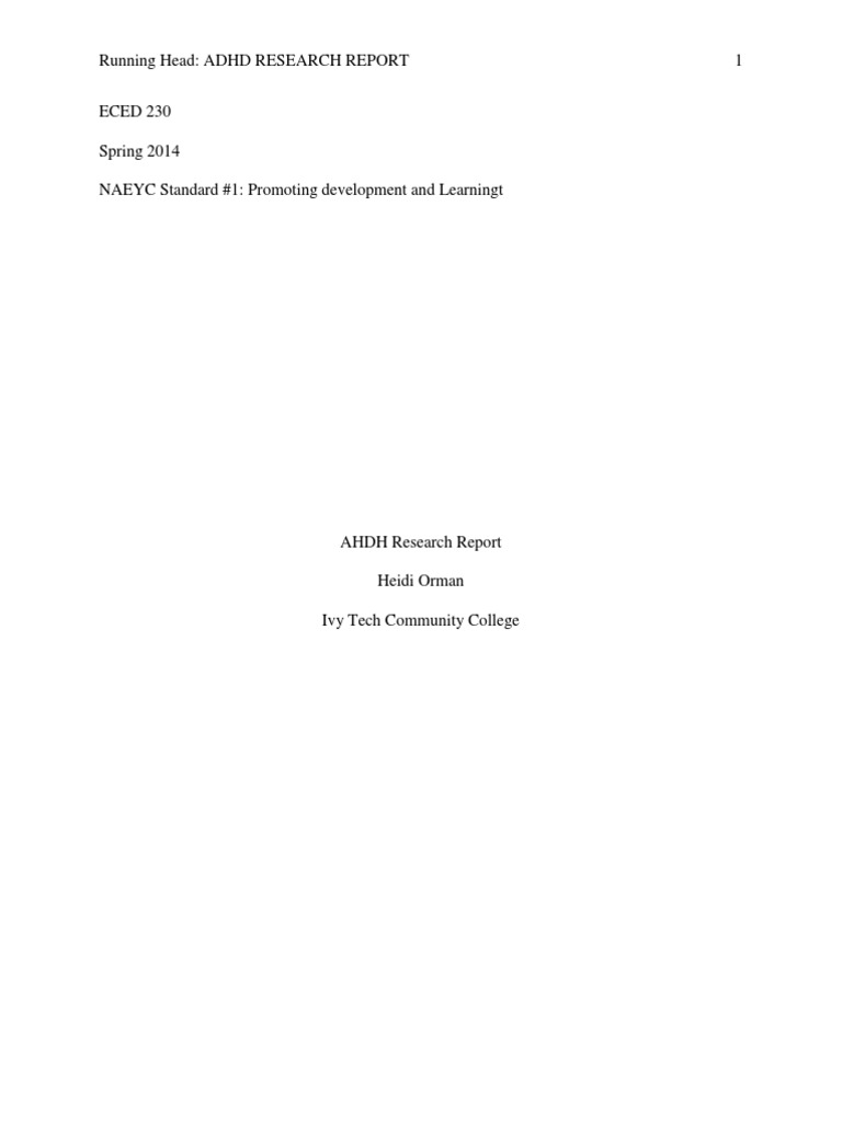 Adhd Research Report | PDF | Attention Deficit Hyperactivity Disorder ...
