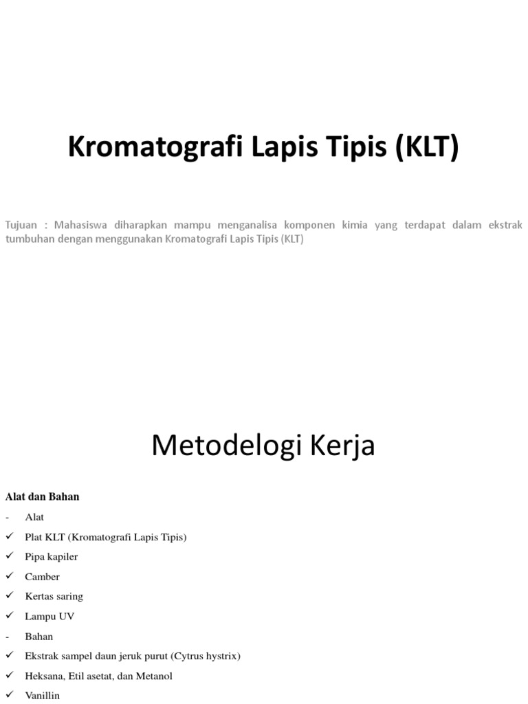 Kromatografi Lapis Tipis (KLT) | PDF