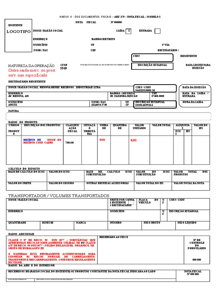Modelo de Nota Fiscal | PDF | Recibo | Business