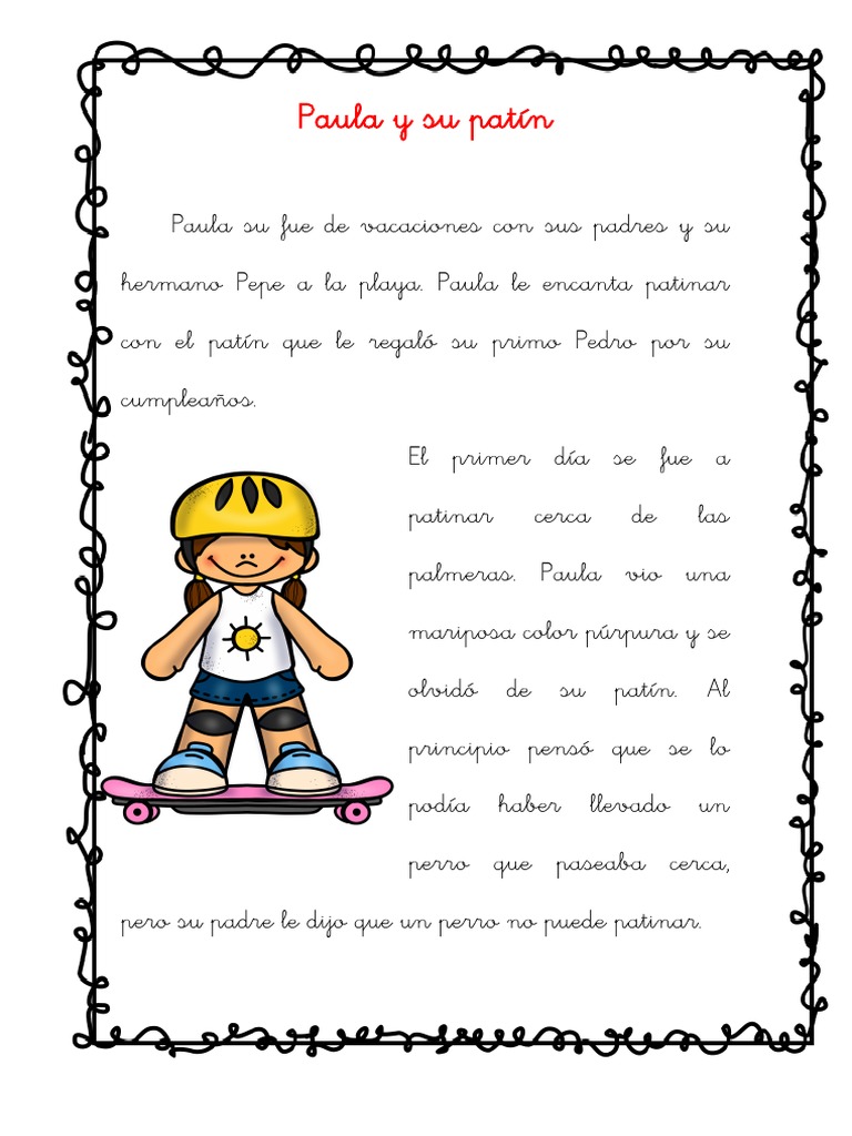 Cuentos Con Fonemas La Letra "P" Paula y Su Patín