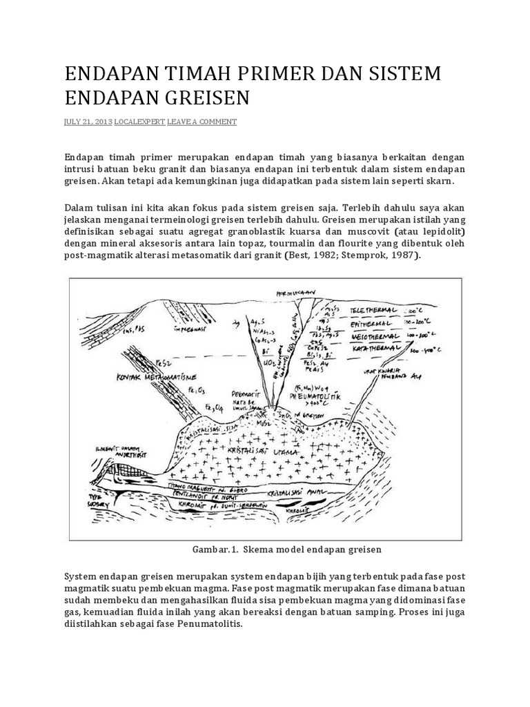 Endapan Timah Primer Dan Sistem Endapan Greisen | PDF