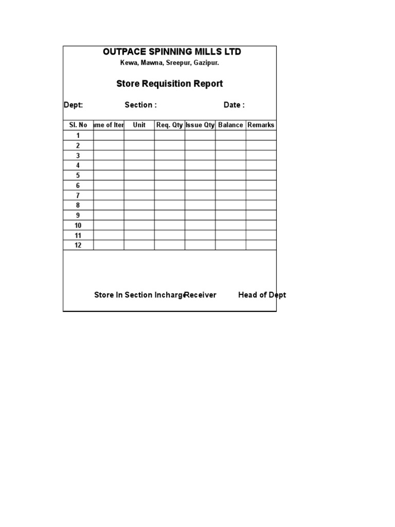 Store Requisition Report Overview | PDF