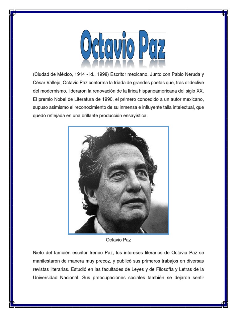 Octavio Paz, poeta y ensayista mexicano | PDF | Poesía | Science