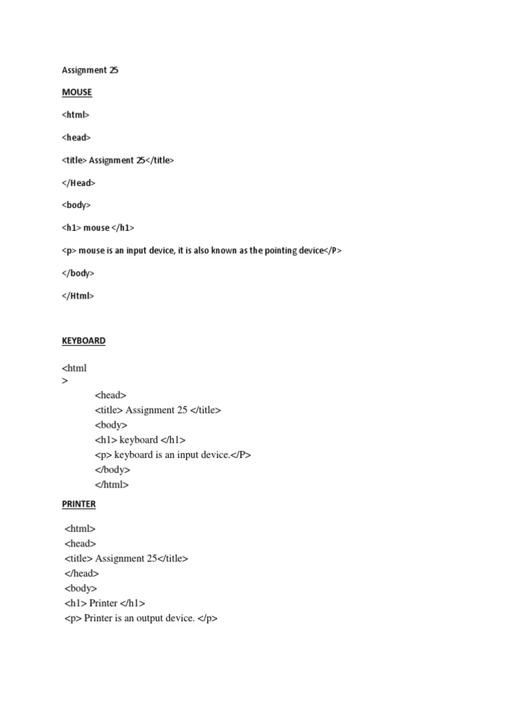 Mouse: Assignment 25 | PDF