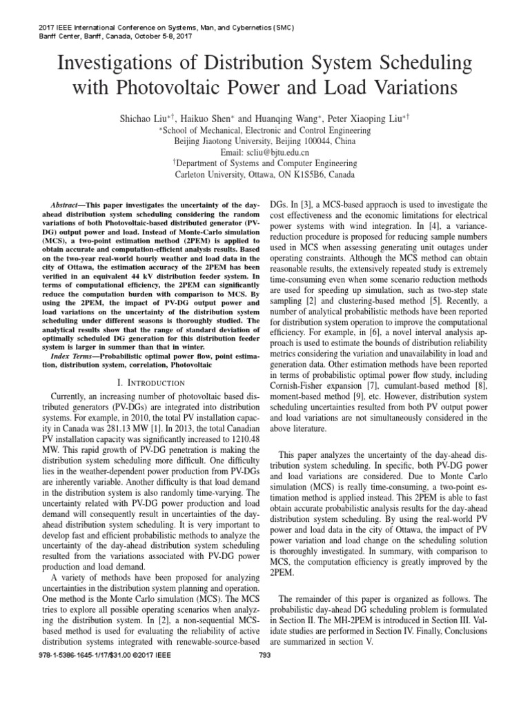 Investigations of Distribution System Scheduling With Photovoltaic ...