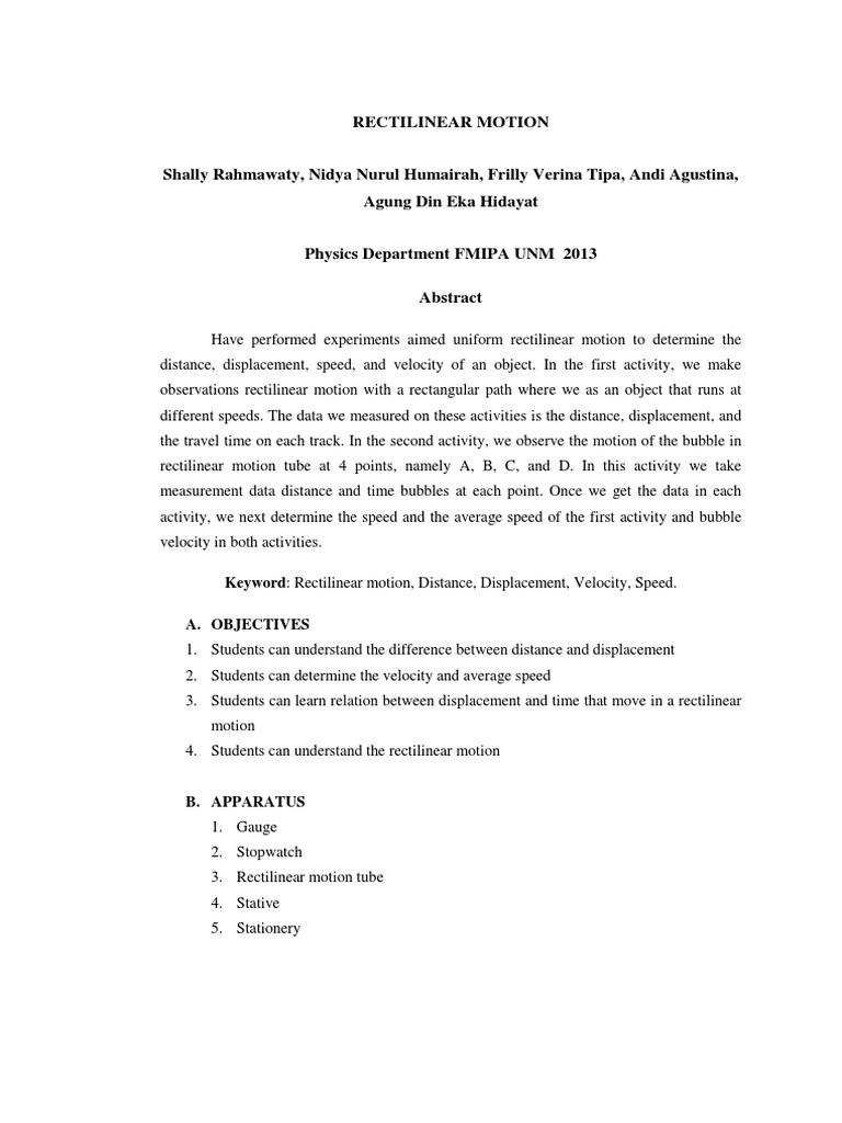 Understanding Rectilinear Motion Concepts | PDF | Velocity ...