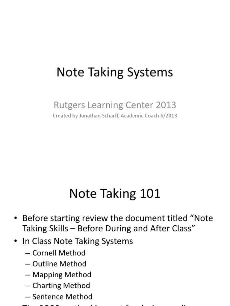 Note Taking Systems | PDF | Question | Lecture