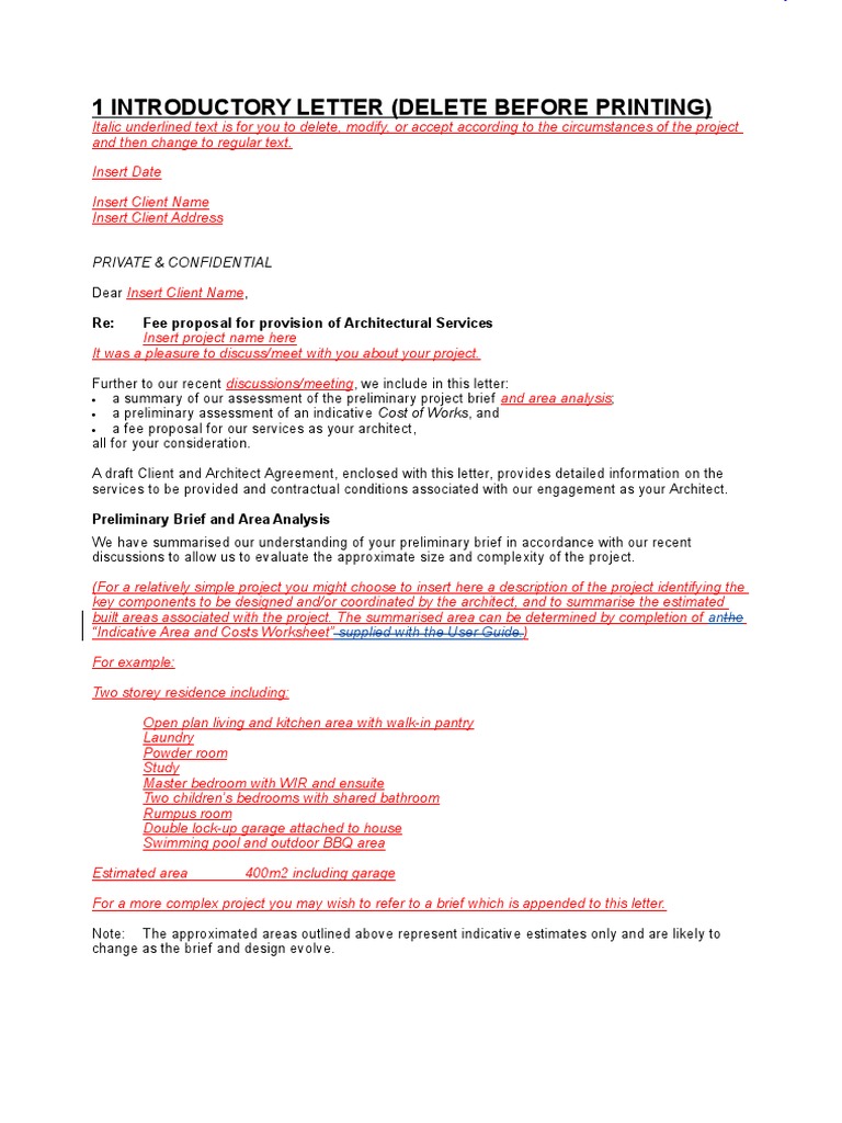 CAA2009 1GL Introductory Letter | Architect | Government