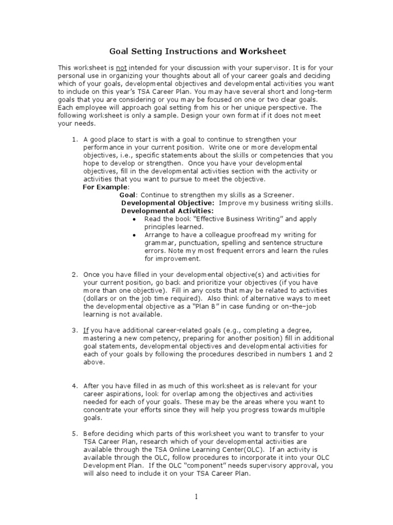 Career Goal Setting Worksheet | PDF | Goal | Goal Setting