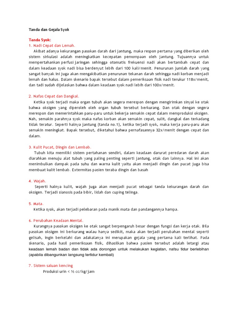 Tanda Dan Gejala Syok | PDF