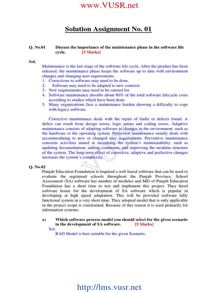 Software Engineering II - CS605 Spring 2009 Assignment 01 Solution | PDF | Software Development ...