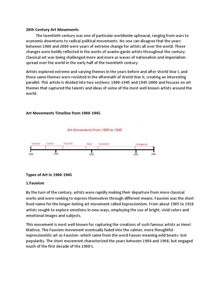 20th Century Art Movements Overview | PDF | Paintings | Abstract Art
