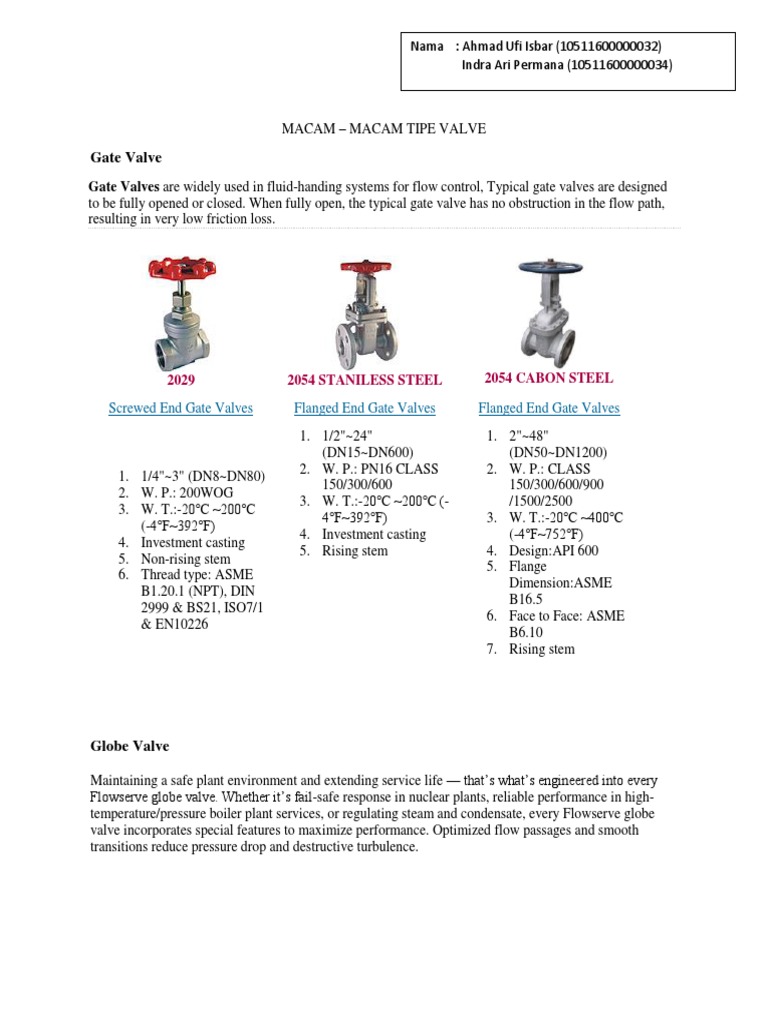 Macam Macam Valve | PDF | Valve | Gases