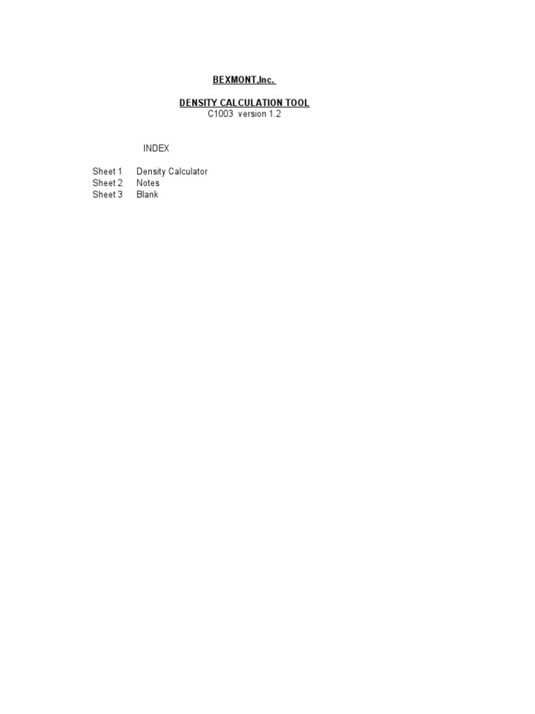 Density Calculation Tool | PDF