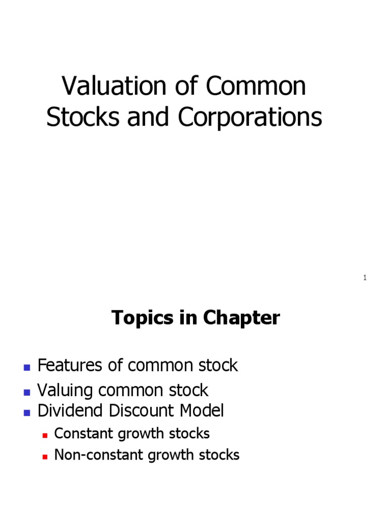 Valuation of Common Stocks and Corporations | PDF | Stocks | Price ...