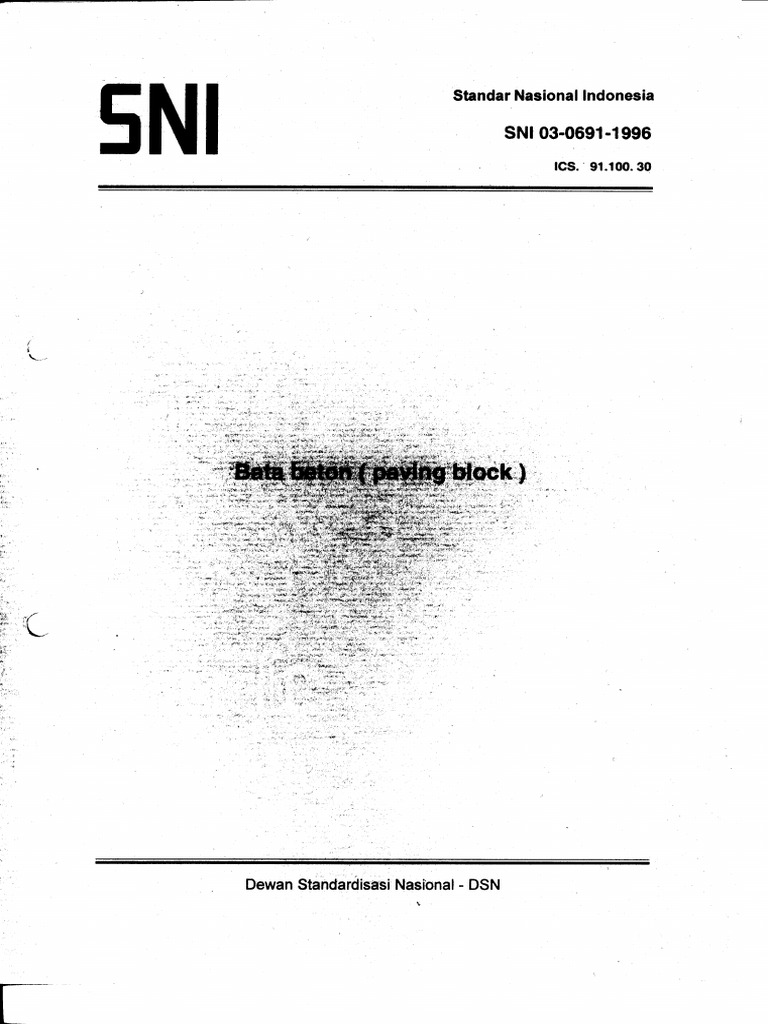 SNI 03-0691-1996 Bata Beton (Paving Block) PDF | PDF