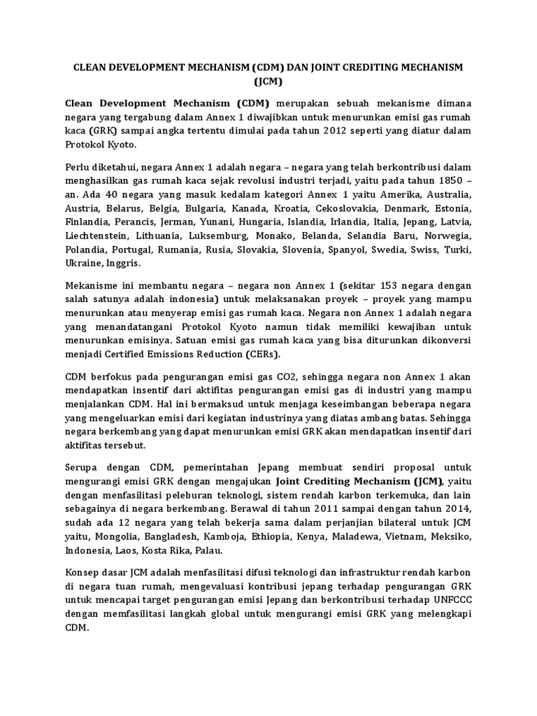 Perbedaan CDM Dan JCM | PDF