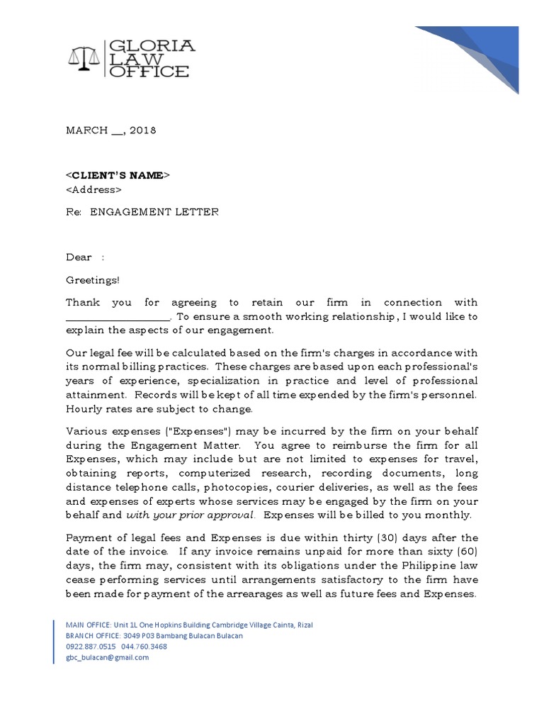 Engagement Letter | PDF | Attorney's Fee | Government