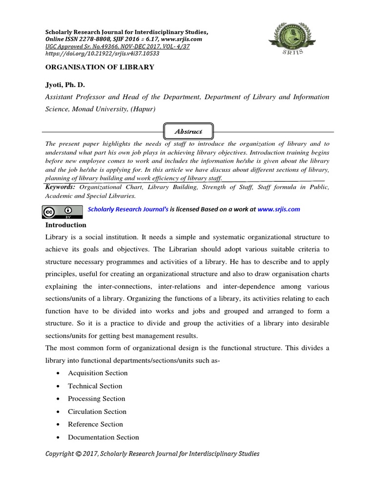 Organisation of Library | PDF | Librarian | Libraries