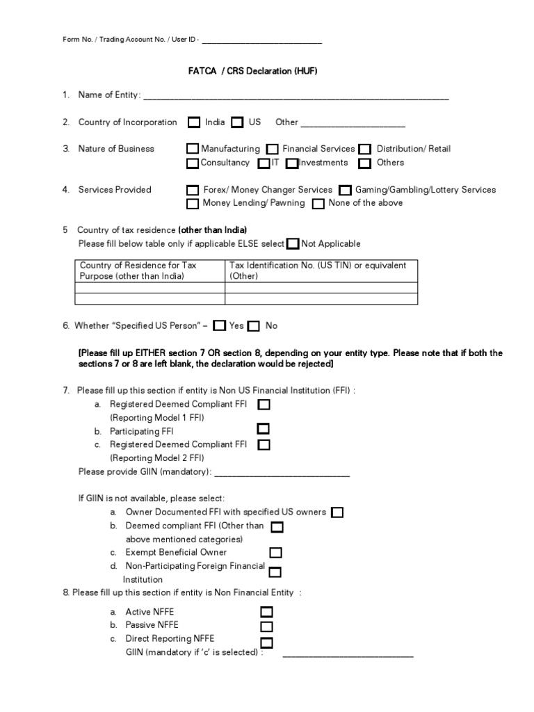 FATCA Declaration HUF | PDF | Investment Fund | Securities (Finance)