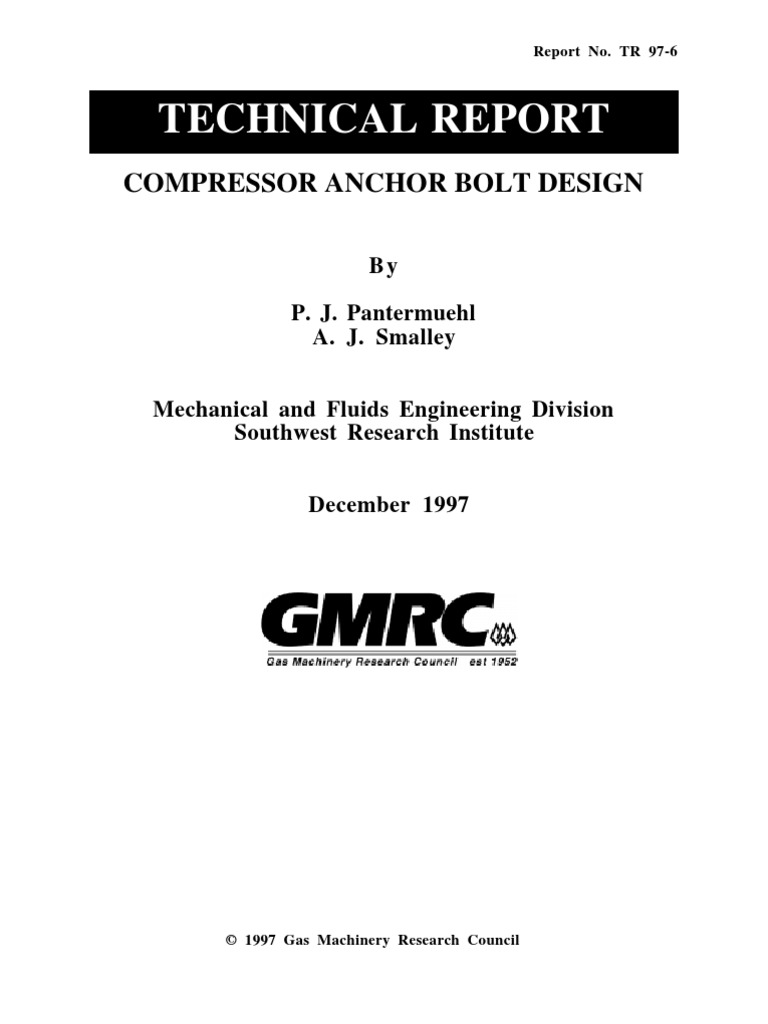 Technical Report: Compressor Anchor Bolt Design | PDF | Stress ...
