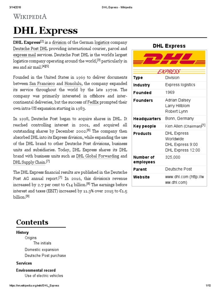 DHL Express - Wikipedia | PDF | Transport | Business
