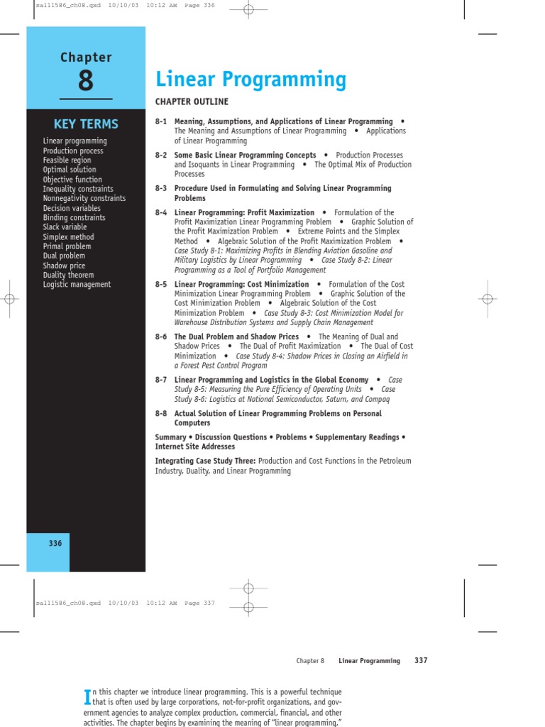 Linear Programming Chapter | PDF | Linear Programming | Mathematical ...