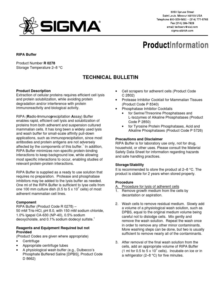 Ripa_buffer.pdf | Immunoprecipitation | Lysis | Free 30-day Trial | Scribd