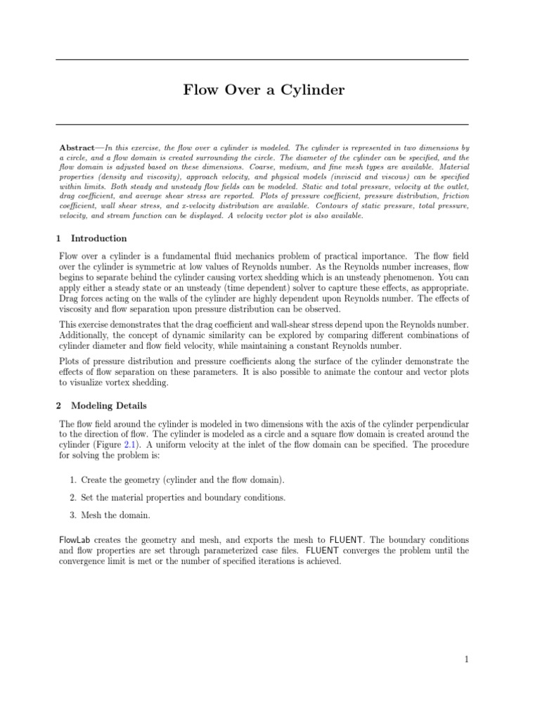 Flow Over A Cylinder | PDF | Drag (Physics) | Reynolds Number