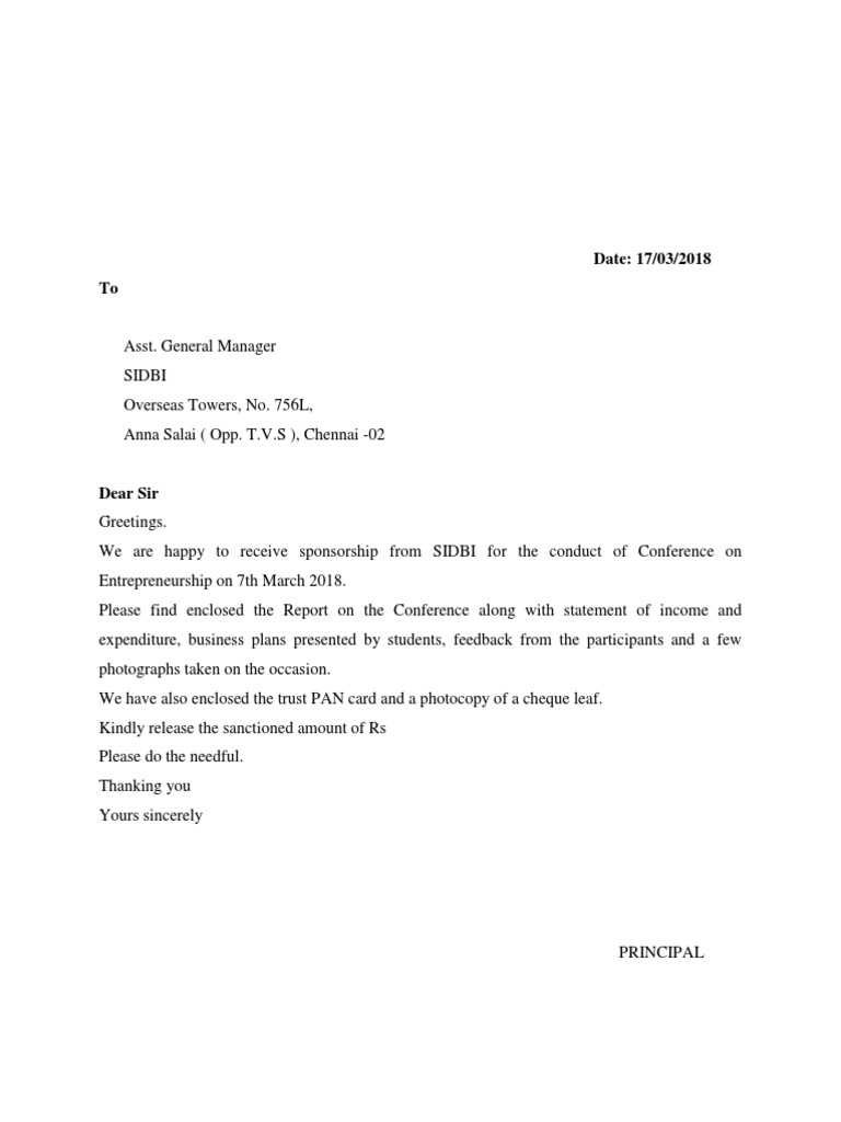 SIDBI Letter Format | PDF | Business