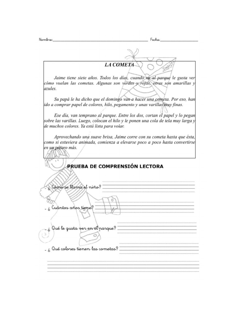 Comprension Lectora La Cometa | PDF