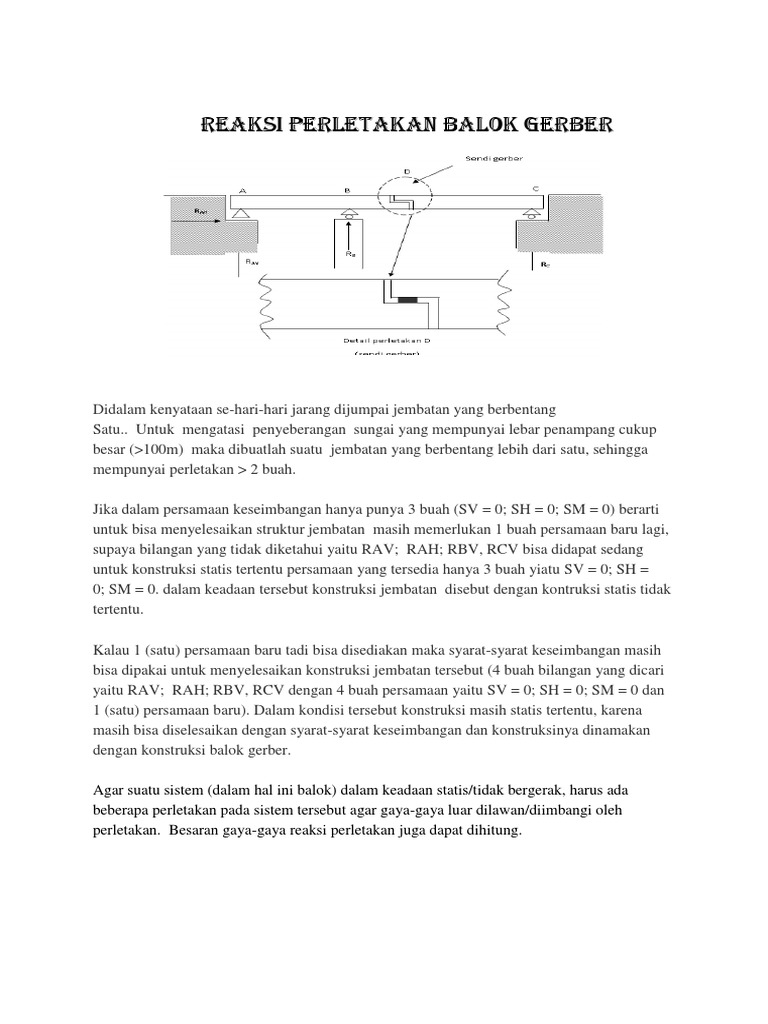 Reaksi Perletakan Balok Gerber | PDF