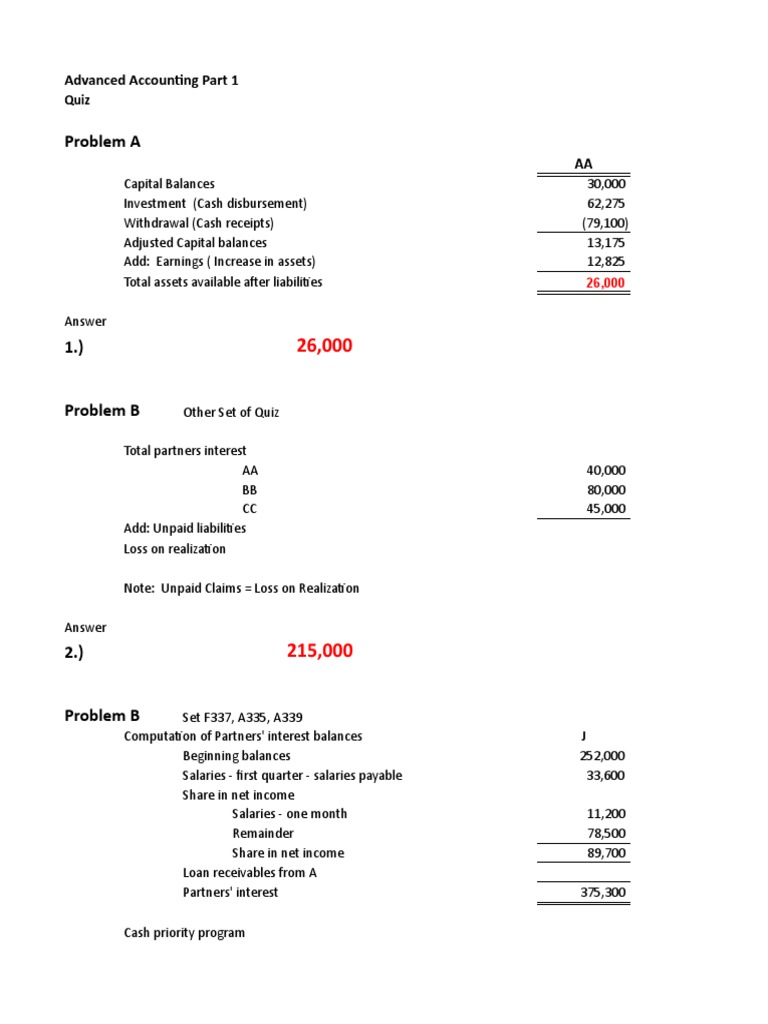 Solution in Partnership Liquidation Installment | PDF | Unsecured Debt ...