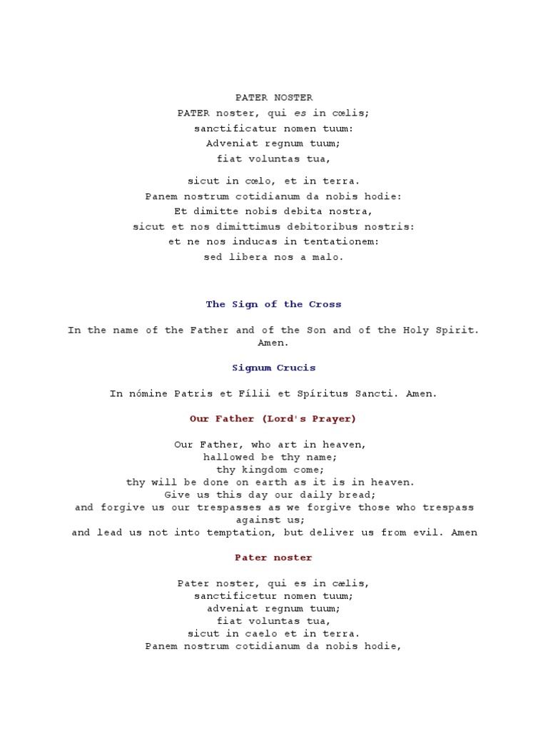 The Sign of The Cross: Our Father (Lord's Prayer) | PDF | Catholic ...