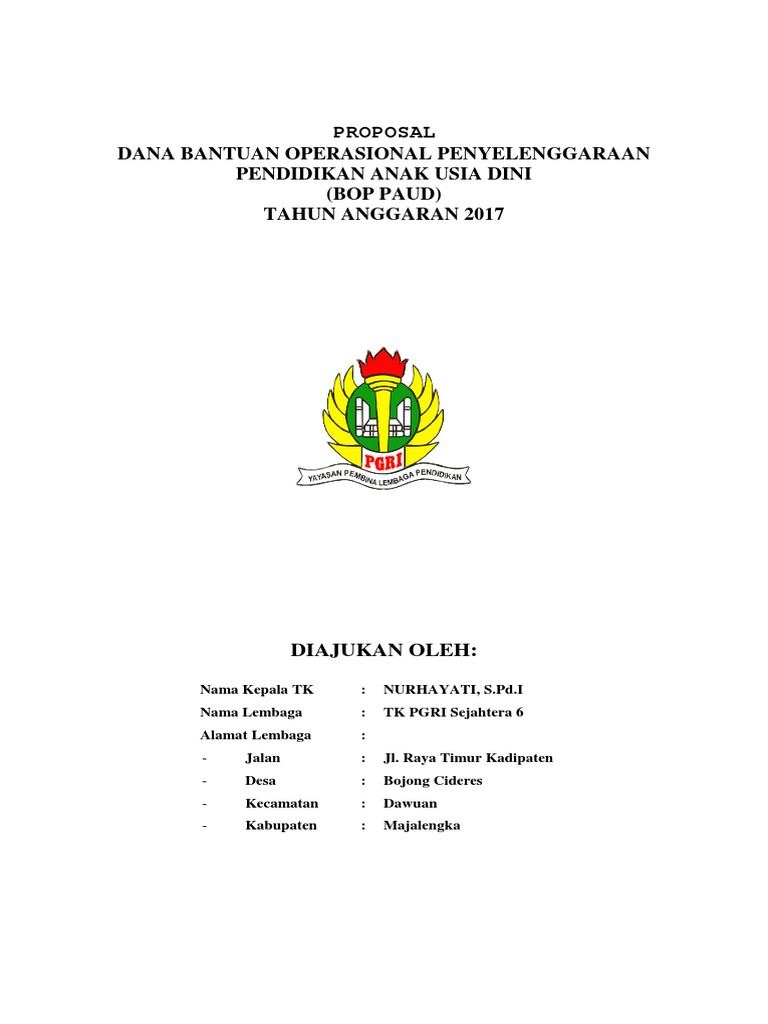 Contoh Proposal Awal Bop Paud 2017 | PDF