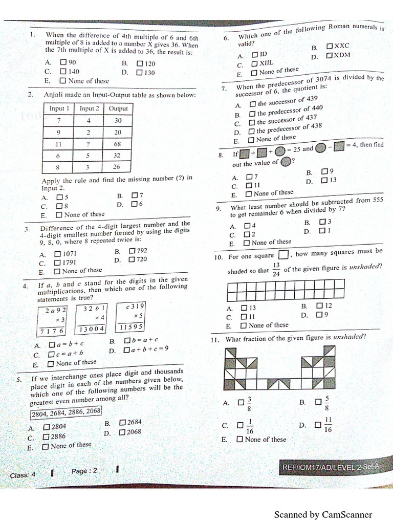 SZ l2 STD 4 Maths | PDF
